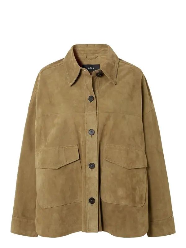 ARMA Kaylee Oversized Paneled Suede Jacket - Neutrals