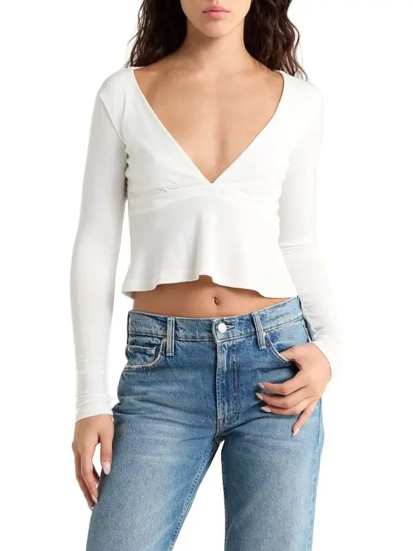 PACSUN Deep V Crop Top - White