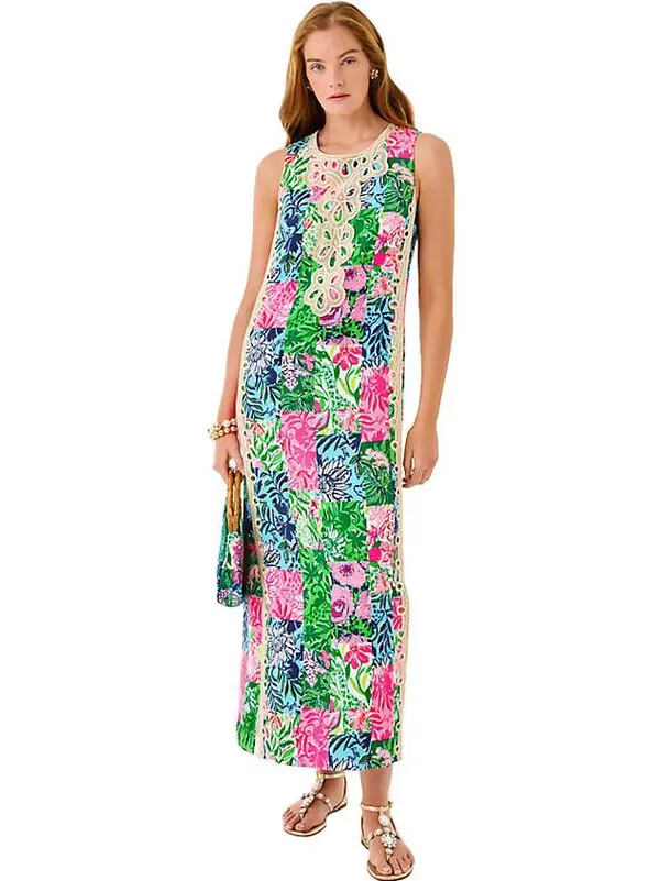 LILLY PULITZER Edita Maxi Shift Dress - Multi Party Punch Patch