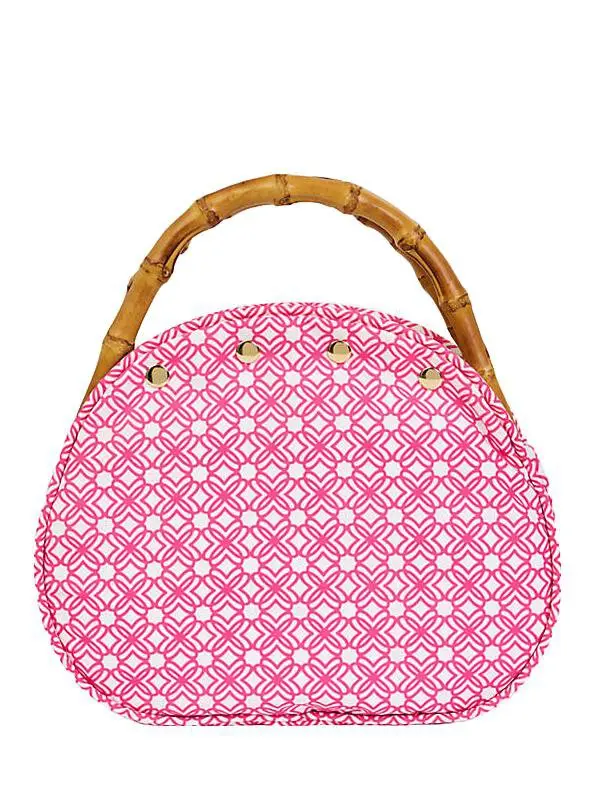 Lilly Pulitzer® Bermuda Bag With Bamboo Handle - Passion Fruit Pink X Resort White Butterfly Pattern
