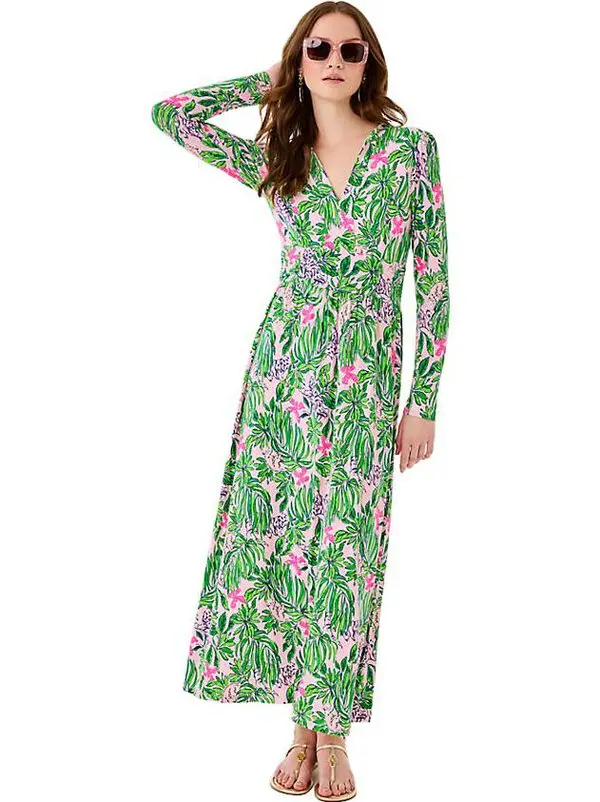 Lilly Pulitzer® Solene Long Sleeve Midi Dress - Conch Shell Pink Roaring With Joy
