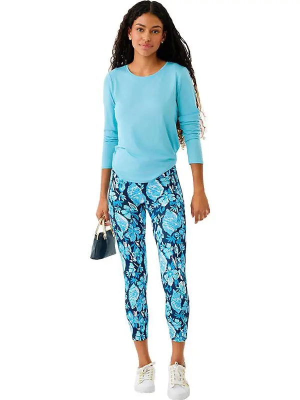 LILLY PULITZER Upf 50+ Luxletic 24' Weekender High Rise Midi Legging - Low Tide Navy Crossgrain Seashell Splendor