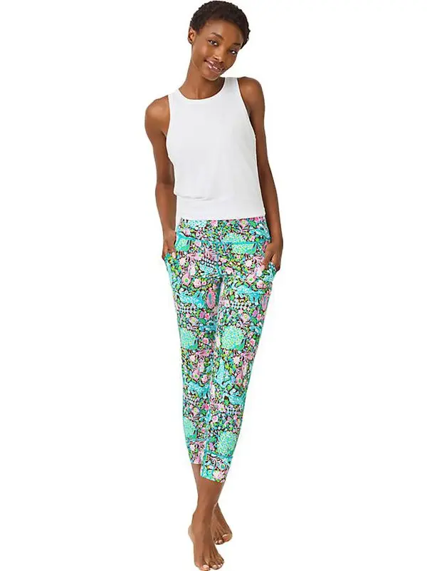 LILLY PULITZER Upf 50+ Luxletic 24' Weekender High Rise Midi Legging - Multi Crossgrain Royal Zoo