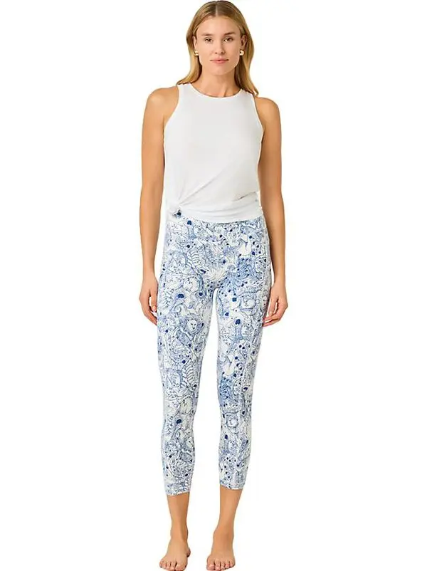 LILLY PULITZER Upf 50+ Luxletic 24' Weekender High Rise Midi Legging - Starlight Navy Crossgrain Zoology