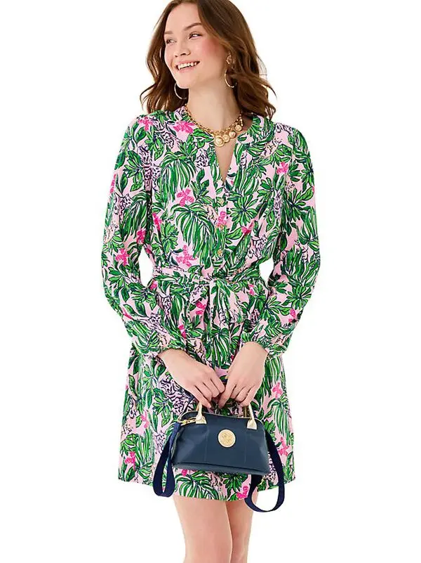 Lilly Pulitzer® Upf 50+ Ensley Long Sleeve Dress - Conch Shell Pink Roaring With Joy