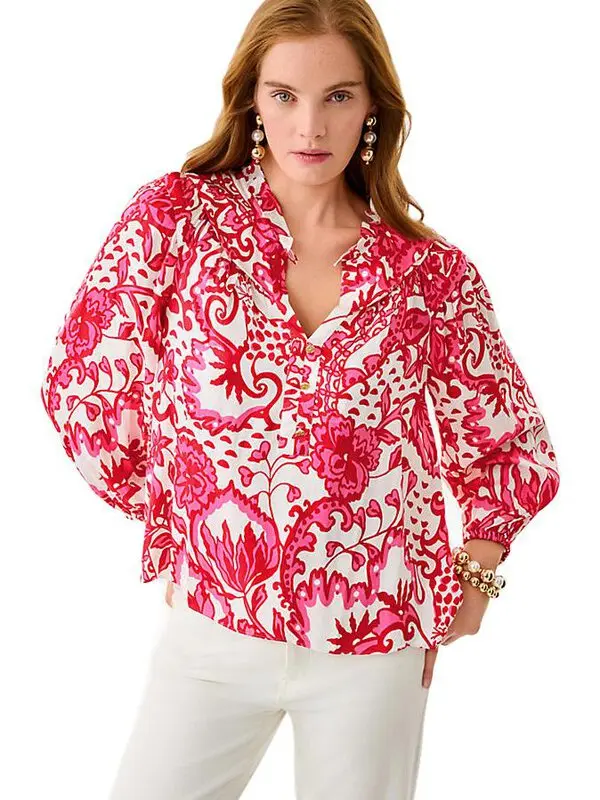 Lilly Pulitzer® Japhia Long Sleeve Top - Coconut Spicy Socialite
