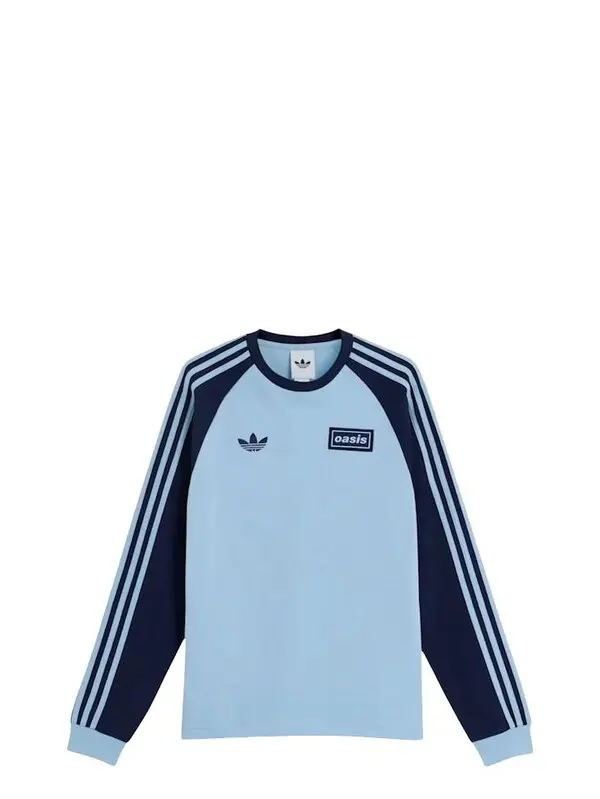 Adidas X Oasis Tour 3stripes Long Sleeve Tee - Clear Sky Blue/night Indigo