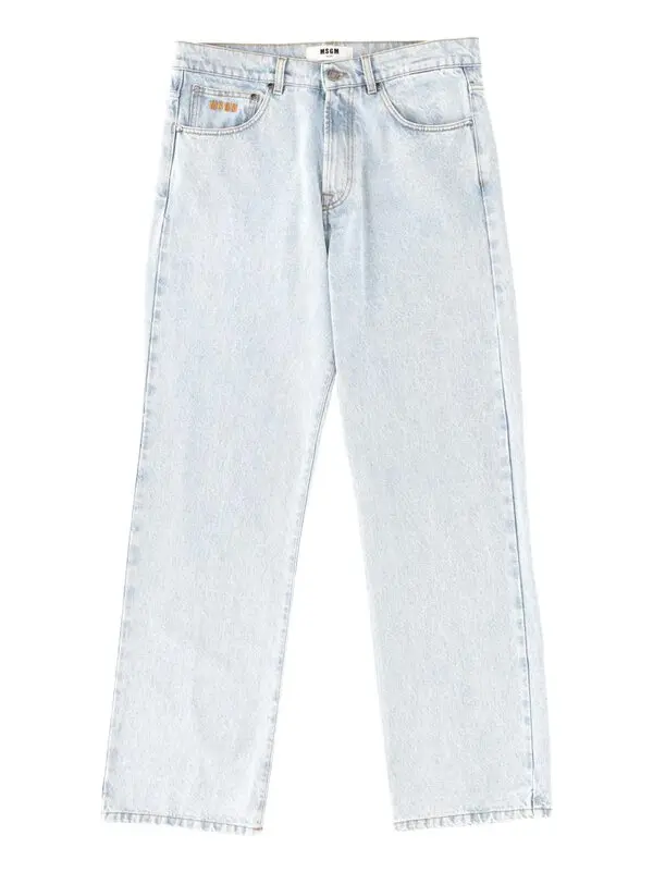 MSGM Oversized Jeans With Embroidered Logo - Blue