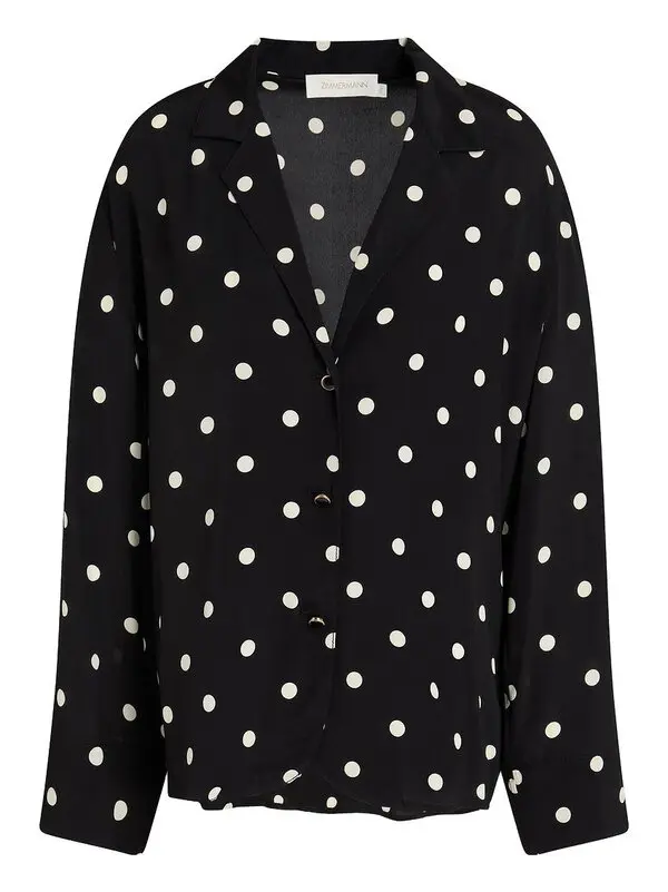 Zimmermann Polkadot Crepe De Chine Shirt - Black