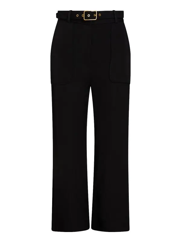 Zimmermann Belted Crepe Kickflare Pants - Black