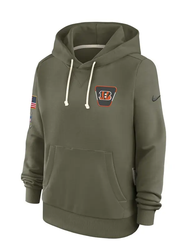 Nike Cincinnati Bengals Salute To Service Sideline Dri-fit Nfl Pullover Hoodie - Brown