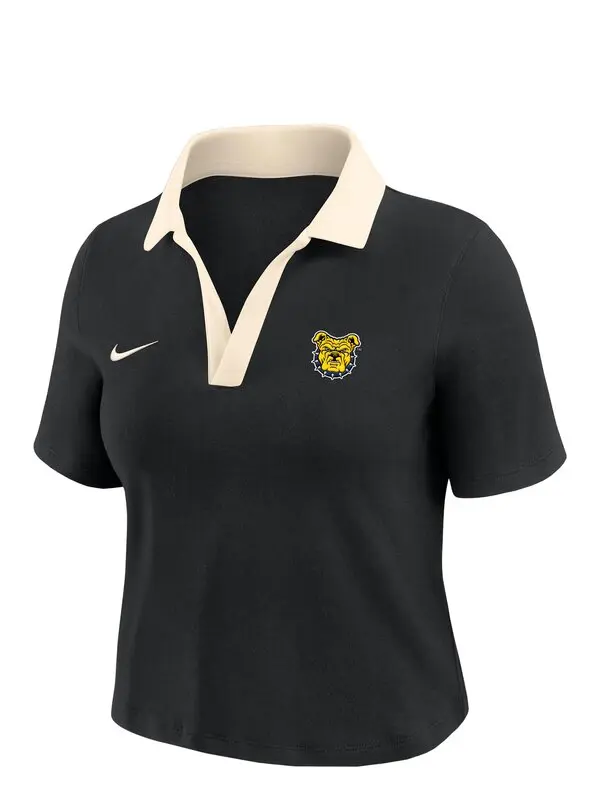 Nike College Short-sleeve Polo Crop Top - Black