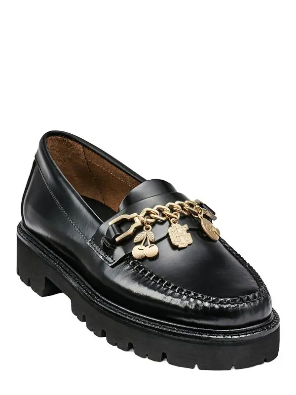 G.H.BASS Whitney Super Lug Sole Charm Chain Loafer - Black