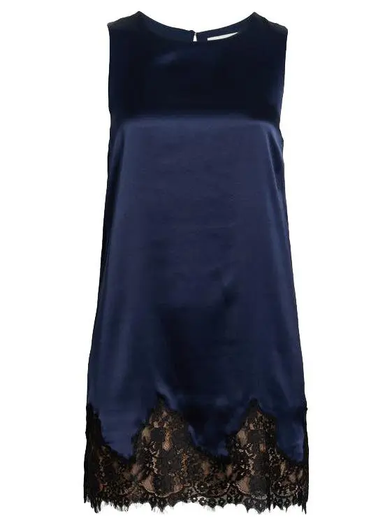 REFORMATION Jessalyn Lace Silk Mini Dress - Navy