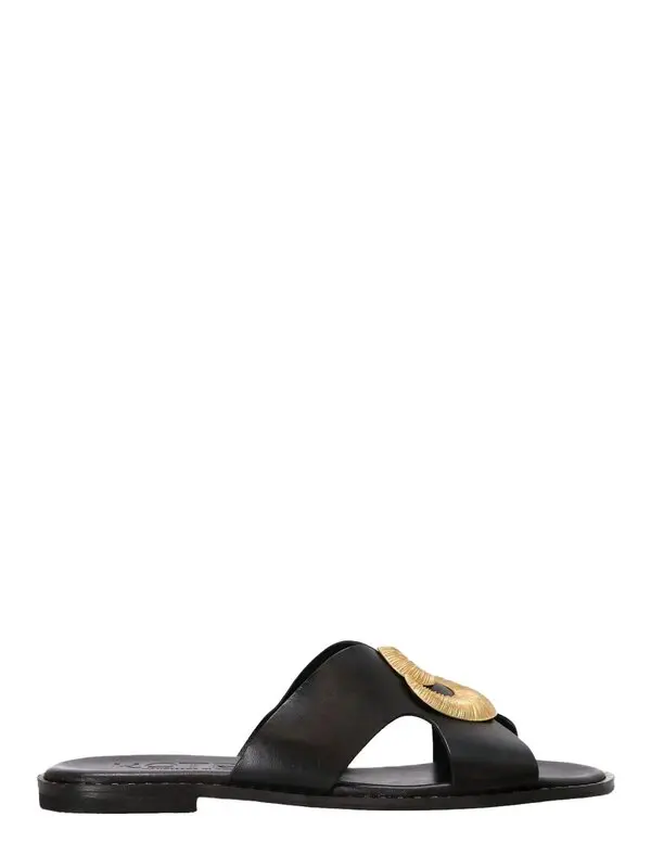 KOTRIS SANDALS Leather Cross-strap Sandals - Black