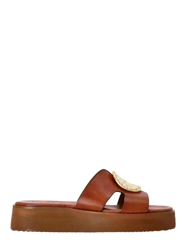 KOTRIS SANDALS Leather Platform Sandals - Brown