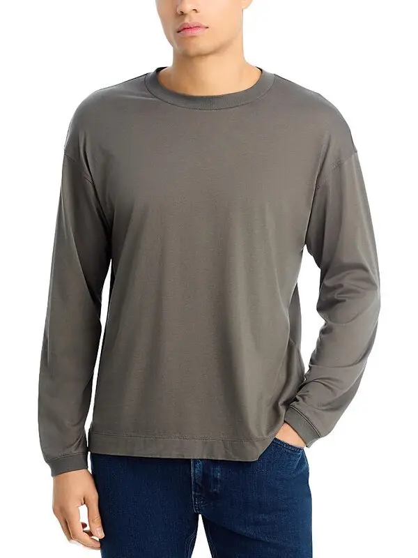 FRAME Light Cotton Long Sleeve Cotton Tee - Dark Grey