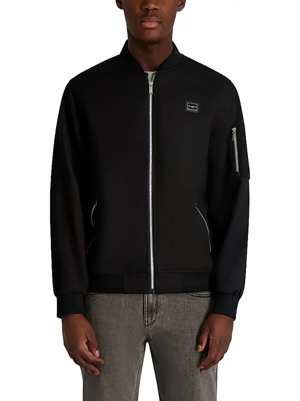 Karl Lagerfeld Paris Ripstop Bomber Jacket - Black