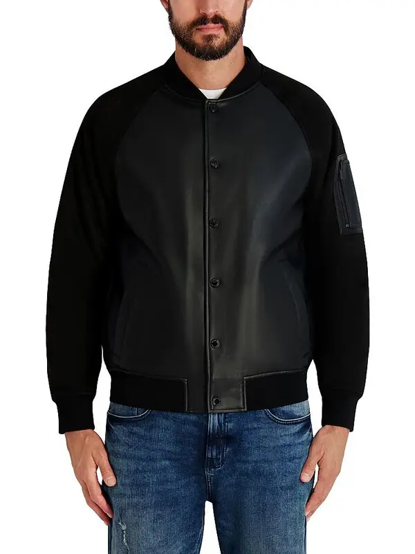Karl Lagerfeld Paris Raglan Bomber Jacket - Black