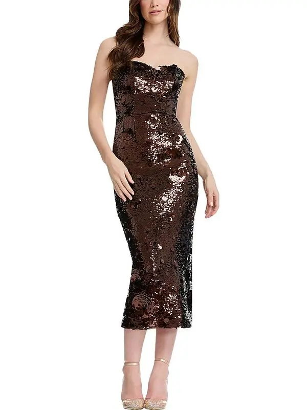 Dress The Population Shailene Strapless Dress - Mocha