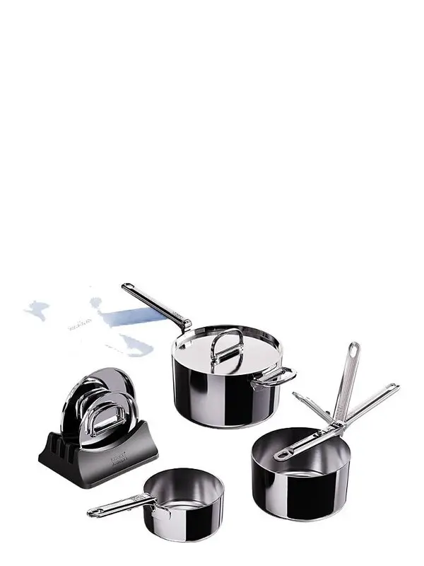 JOSEPH JOSEPH Space Steel Six Piece Stainless Steel Saucepan Set With Folding Handles - Silver