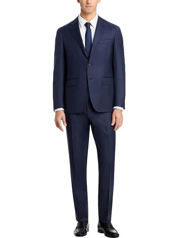 Canali Kei Micro Check Trim Fit Suit - Navy