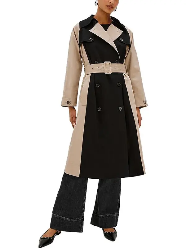 Rails Maud Colorblocked Trench Coat - Black Taupe