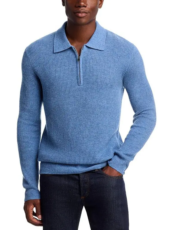 Rails Monty Zipper Polo Long Sleeve Sweater - Cerulean Blue