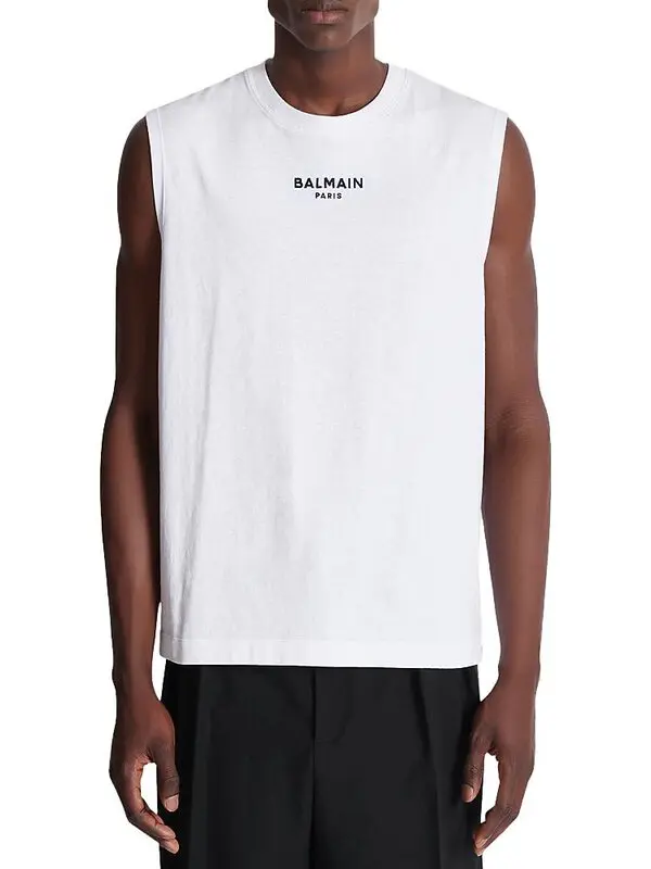 Balmain Crewneck Logo Tank - White/black