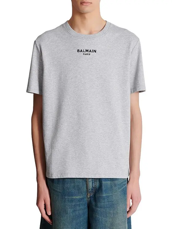 Balmain Crewneck Logo Tee - Grey