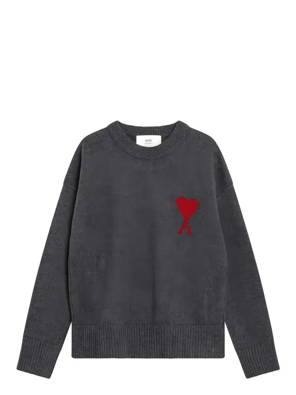 AMI Paris De Coeur Cotton Sweater - Grey