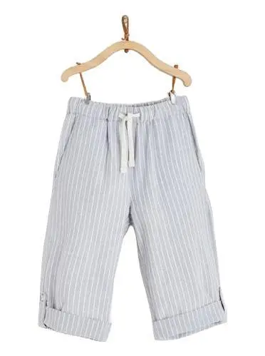 BABYCOTTONS Striped Linen Pants - Grey