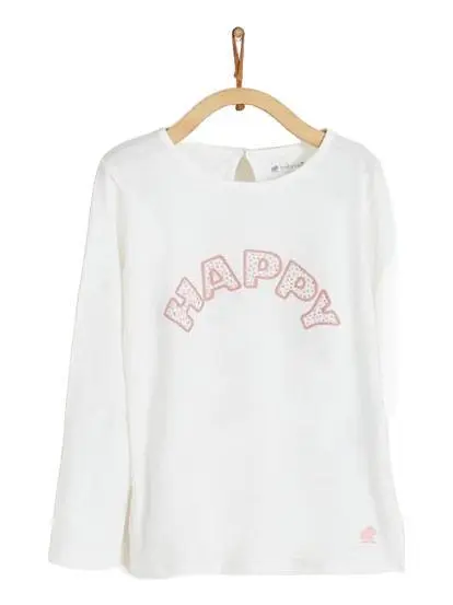 BABYCOTTONS Long Sleeve Top With Rose Print - Off White