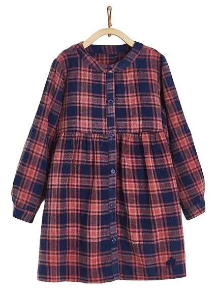 BABYCOTTONS Carla Plaid Shirt Dress - Blue