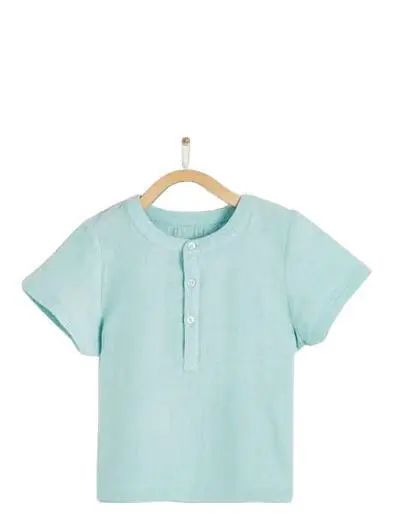 BABYCOTTONS Monet Mandarin Collar Short Sleeve Shirt - Green