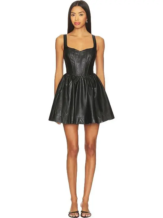 Bardot Savoy Faux Leather Mini Dress - Black