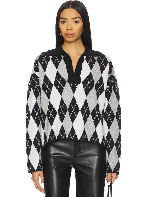 ALL THE WAYS Argyle Cropped Sweater - Black Multi