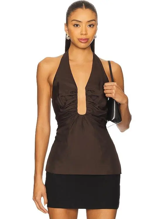 Misha Collection The Alusia Silk Top - Chocolate
