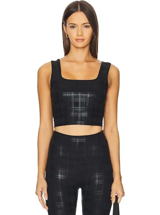 Beyond Yoga Beyond The Studio High Cropped Tank Top - Plaid Foil Black