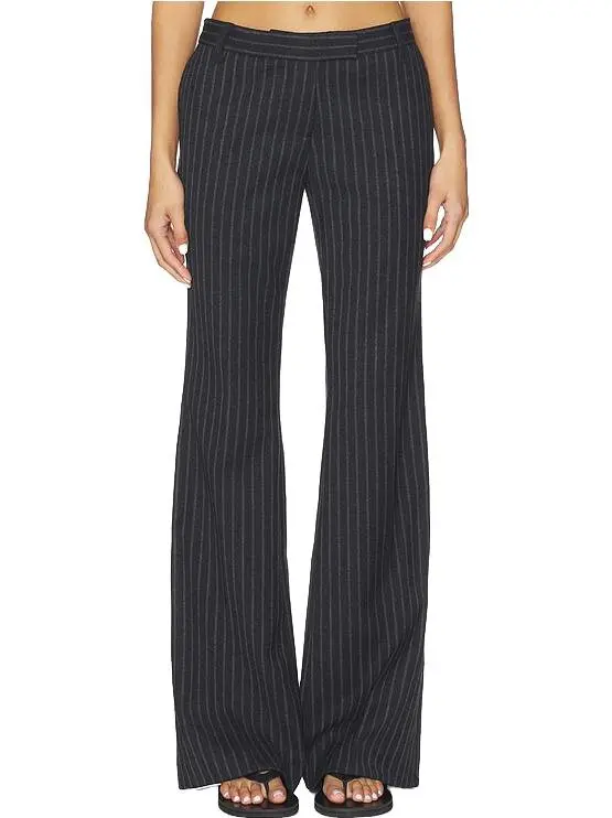 Courtney Zheng Stefan Chalkstripe Wool Pants - Navy & Grey