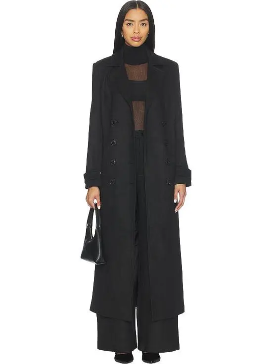 Bardot Faux Suede Longline Coat - Black