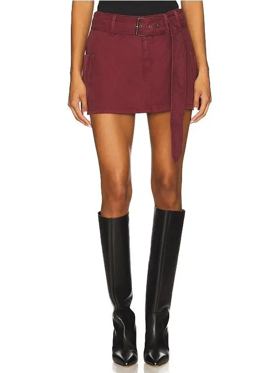 AFRM Chippy Belted Micro Mini Skirt - Port Royale