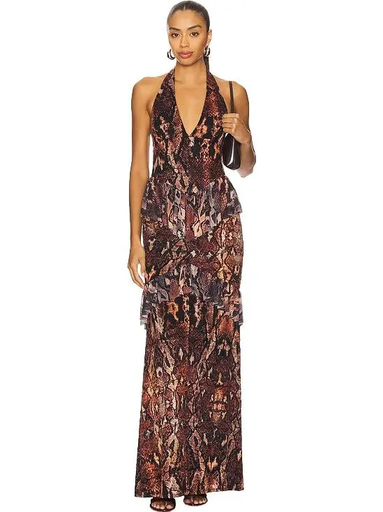 AFRM Athens Crochet Lace Maxi Dress - Umber Snake