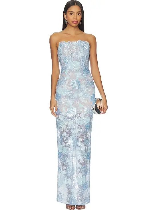 BRONX AND BRONCO Sequin Maxi Dress - Ocean Blue Multi
