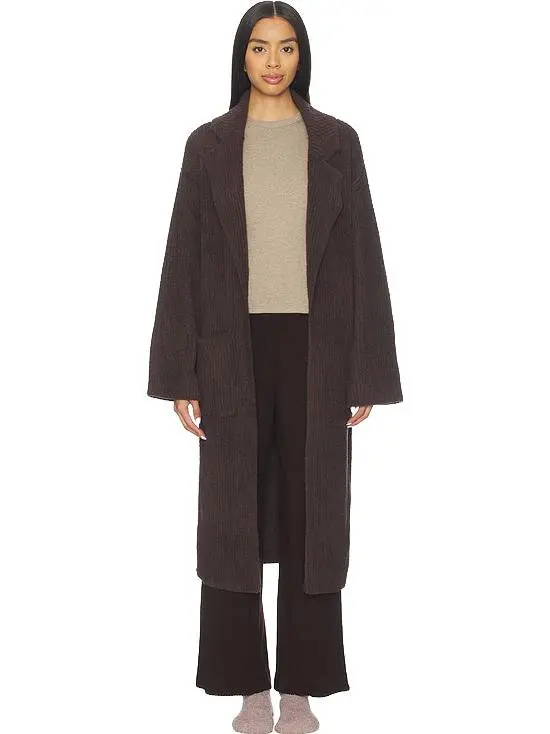 Barefoot Dreams Cozychic Cotton Rib Long Coat - Umber