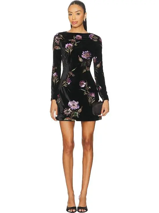 ELLIATT Long Sleeve Mini Dress - Black Multi