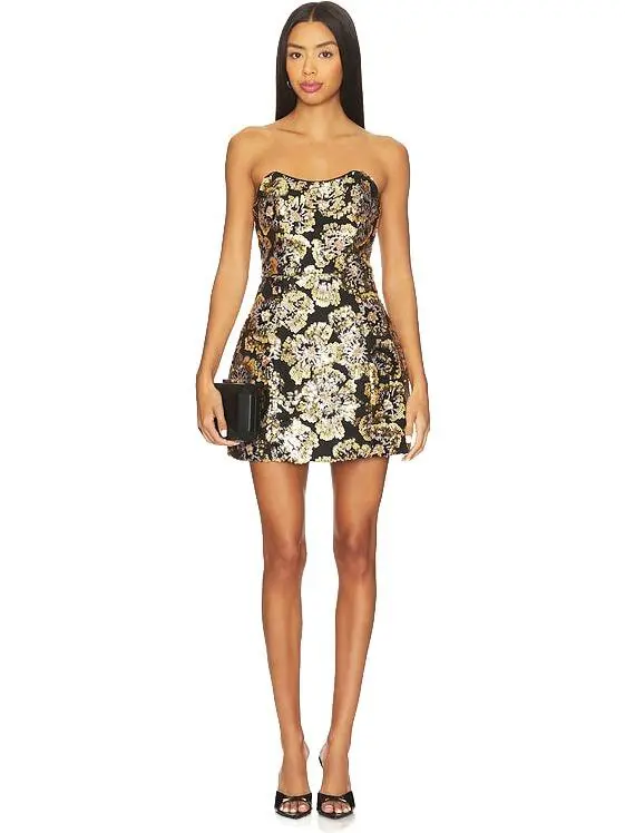 ELLIATT Celeste Strapless Mini Dress - Black Gold