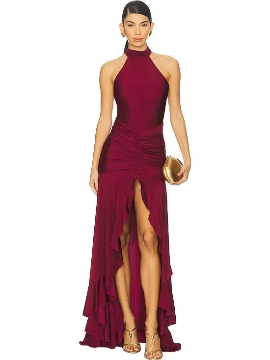 RUNAWAY THE LABEL Zelma High Neck Maxi Dress - Wine