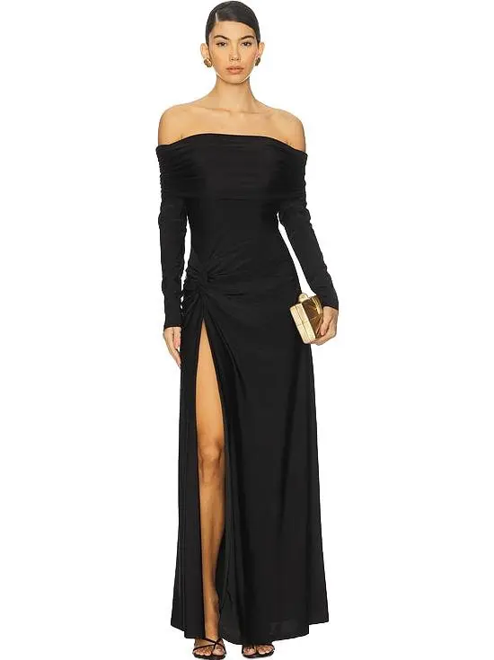 RUNAWAY THE LABEL Abbie Off Shoulder Maxi Dress - Black