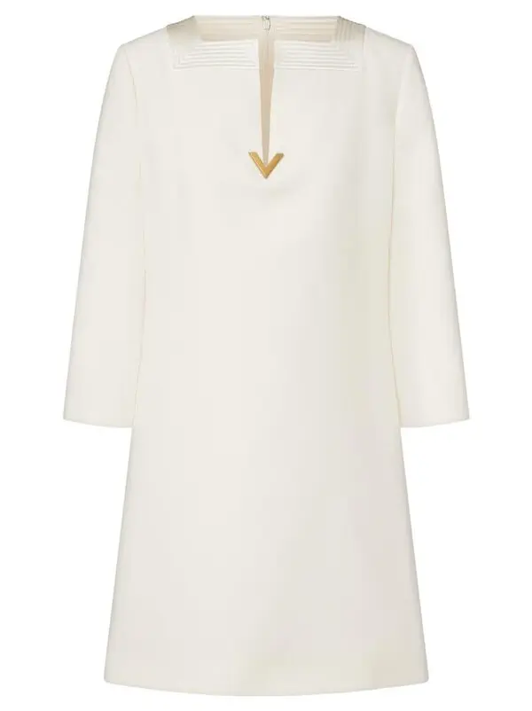 Valentino Garavani Crepe Couture Vgold Minidress - White